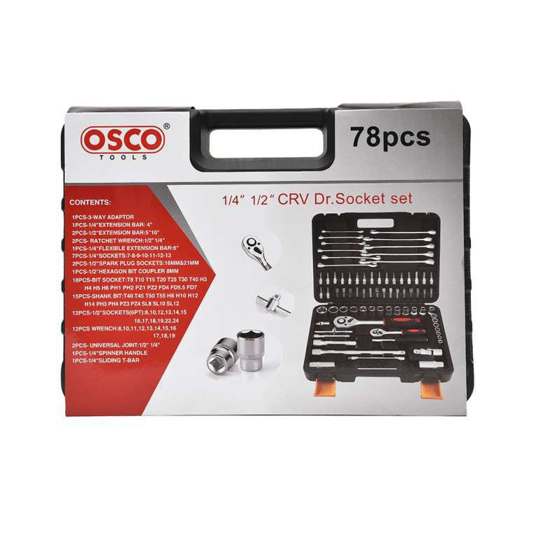 شنطة حبوب بوكس مع يد أتوماتيك 78 قطعة - OSCO TOOLS